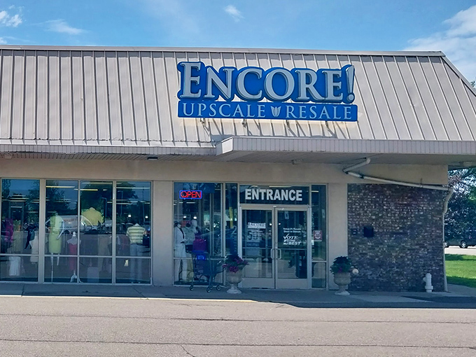 Encore's sleek exterior hints at the upscale treasures waiting inside this Southfield shopping destination. 