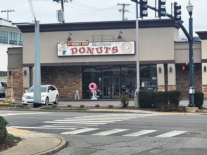 Fox's Donut Den sits quietly, waiting to surprise you with donuts that taste like childhood dreams.