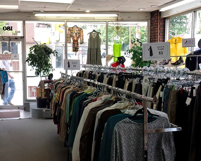 This charming brick storefront whispers "hidden gems inside" to every passerby with discerning taste.