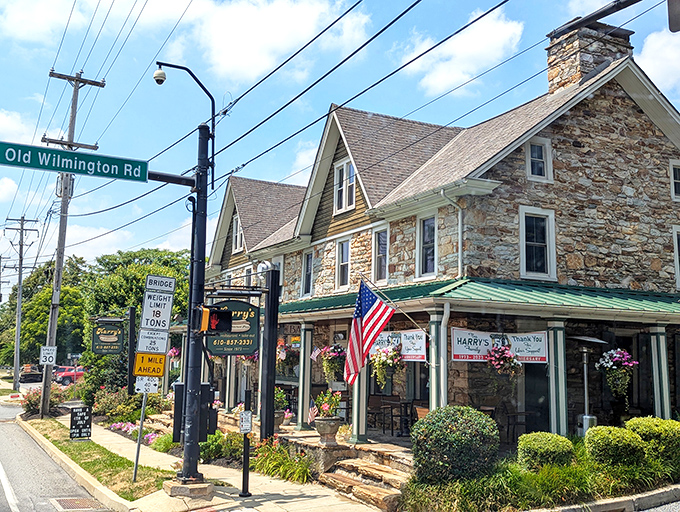 Stone buildings and American flags - this place wears its heritage like a badge of honor.
