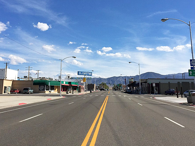 A quiet afternoon in Hawthorne, Nevada, where wide streets, open skies, and distant mountains create that perfect small-town desert charm.