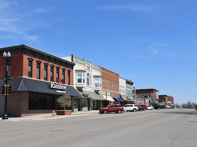 Hiawatha's sun-drenched main street offers the kind of peaceful shopping experience where "traffic jam" means two cars at the stoplight.