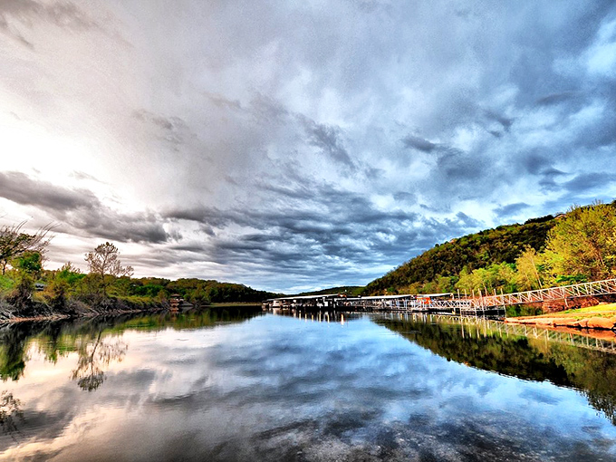 Holiday Island's marina reflects pure tranquility, where your biggest decision is which fishing spot to try first.