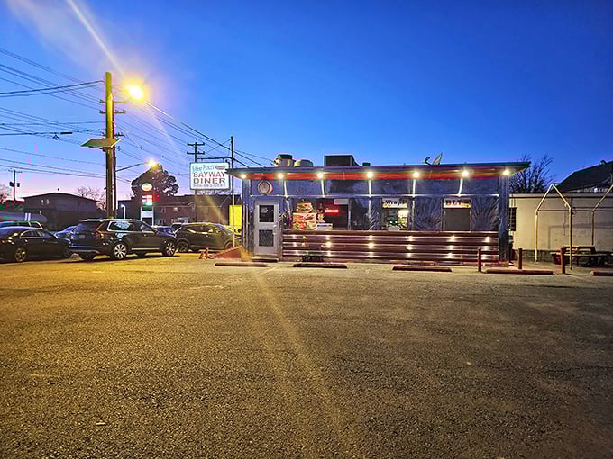This gleaming silver bullet of a diner car looks like it rolled straight out of Happy Days.