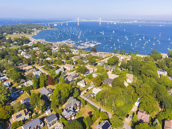 Sailboat symphony! Johnston's harbor view makes you wonder if the boats are gossiping about which house has the best sunset-watching deck.