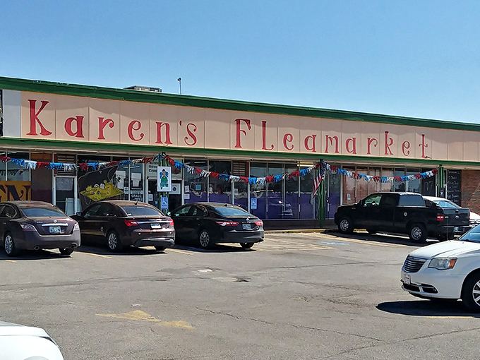 Karen's colorful storefront promises ultimate treasures inside! This OKC market delivers with booth after booth of affordable finds.
