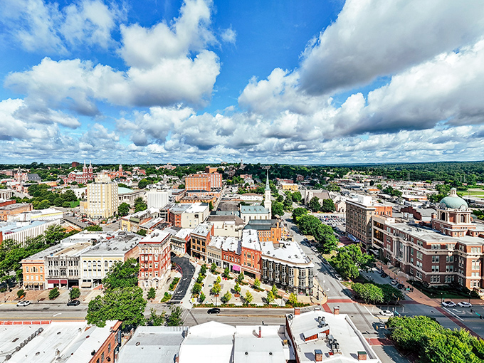 Macon's aerial view reveals a city where your Social Security check can afford both beauty and breathing room.