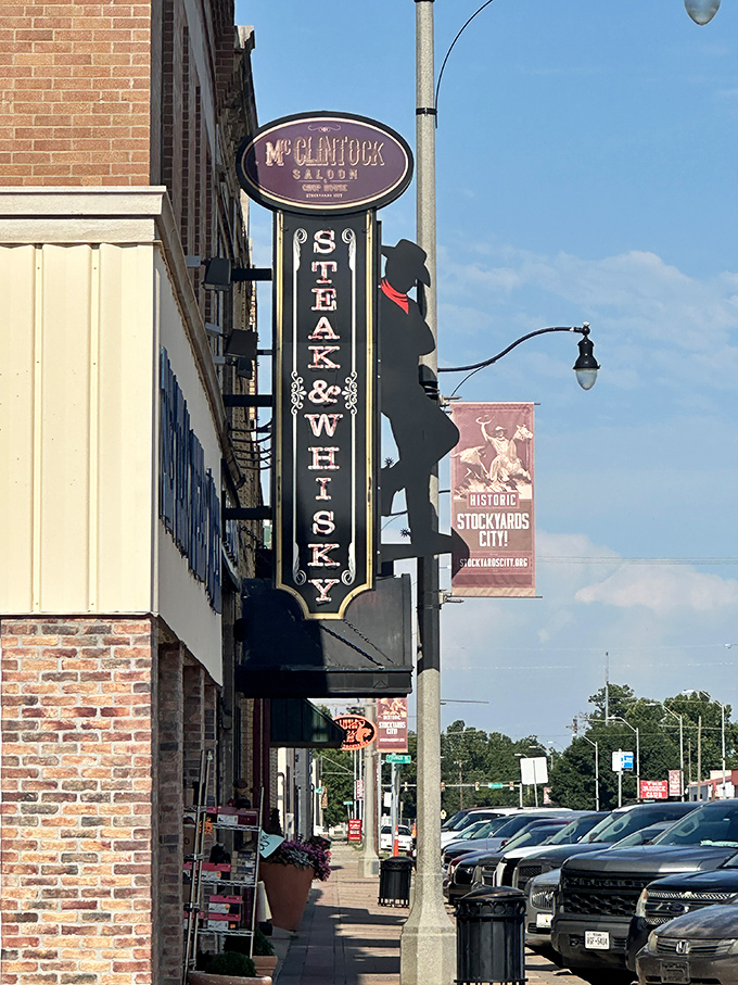 McClintock's vintage sign hangs like a promise &ndash; "Steak & Whisky" is all you need to know.