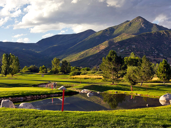 Mountain views surround this golf course like nature's own gallery, proving Midway takes its scenery as seriously as Switzerland.