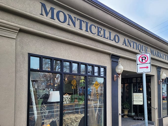 The elegant signage whispers sophistication - this isn't your average dusty antique barn experience.