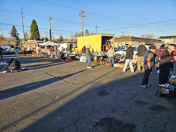 Early birds catch the deals at North Portland Flea Market, where parking lots transform into treasure hunting grounds.