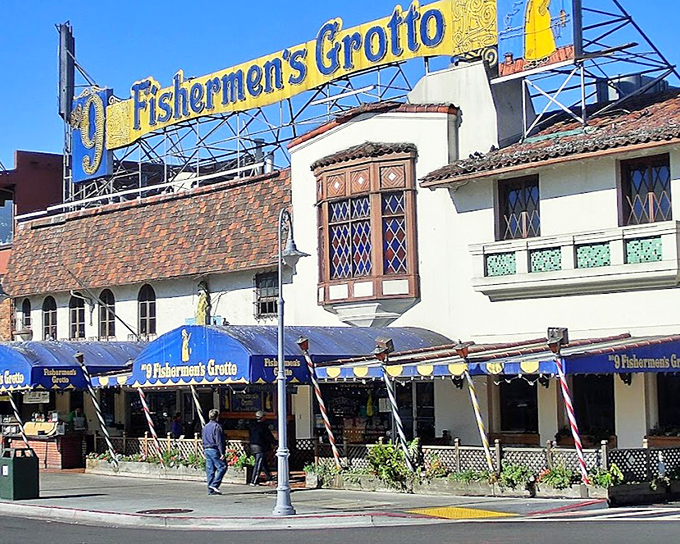 Fishermen's Grotto's iconic sign has guided hungry visitors to Monterey's wharf for generations of chowder excellence.
