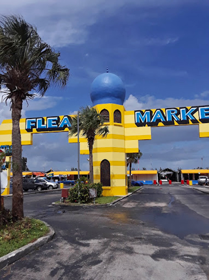 That bright yellow entrance promises sunshine deals - even the building seems happy about bargains.