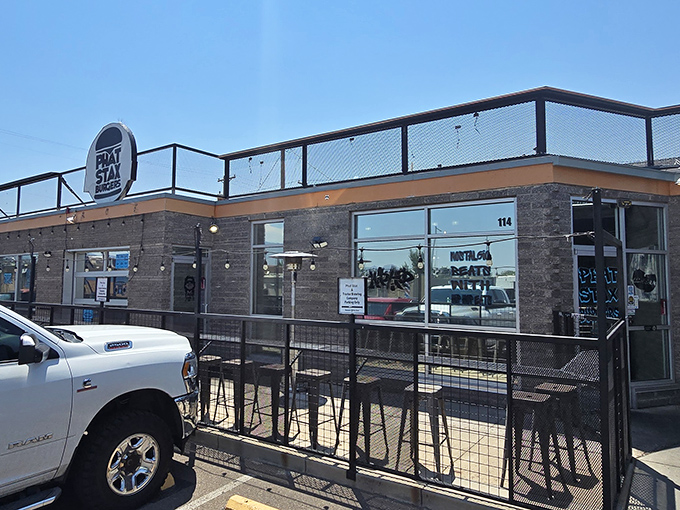 Phat Stax's modern exterior gives just a hint of the towering burger creations waiting to challenge your jaw.