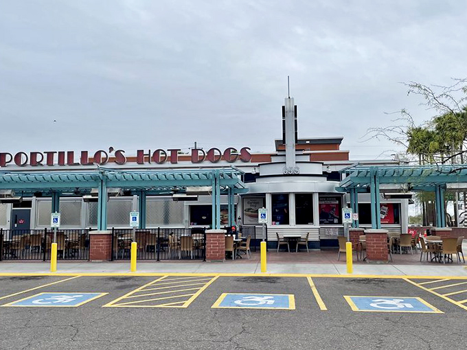 Portillo's art deco-inspired design makes a statement before you even taste their dogs. Hot dog architecture at its finest!
