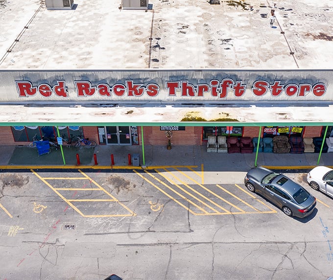 Red Racks stretches across the horizon like a secondhand promised land. Your car trunk is already feeling inadequate.