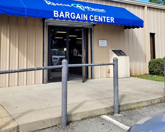 The classic brick facade hints at timeless treasures waiting inside this bargain hunter's paradise.