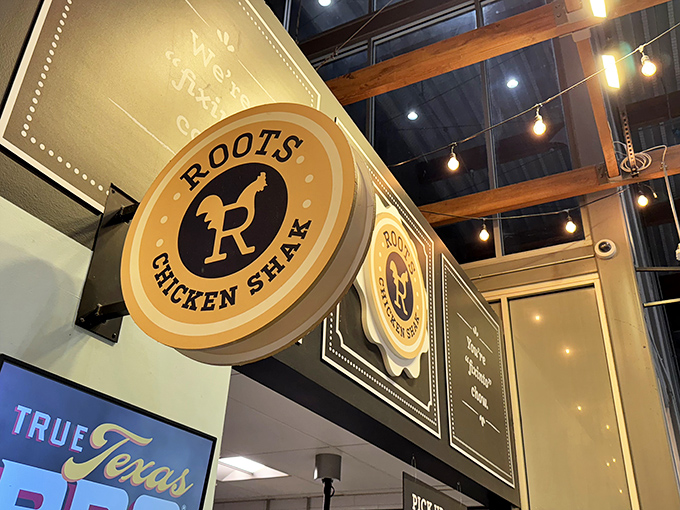 Inside Austin's food hall, this golden-signed gem serves up chicken that's worth fighting the crowds for. 