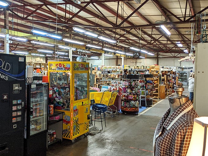 Inside this warehouse wonderland, vintage arcade games stand guard over aisles of potential heirlooms and nostalgic knickknacks.