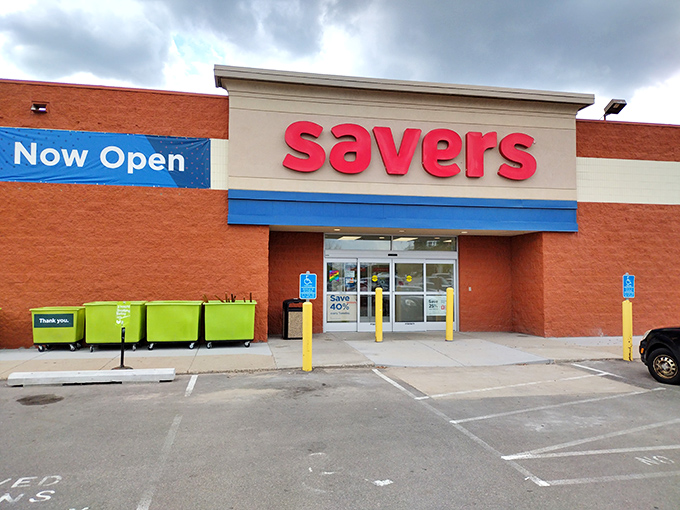 Those cheerful green donation bins outside are where yesterday's castoffs become tomorrow's perfect finds for smart shoppers.