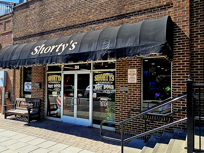 Shorty's brick facade whispers promises of old-school hot dogs that'll make your taste buds sing.