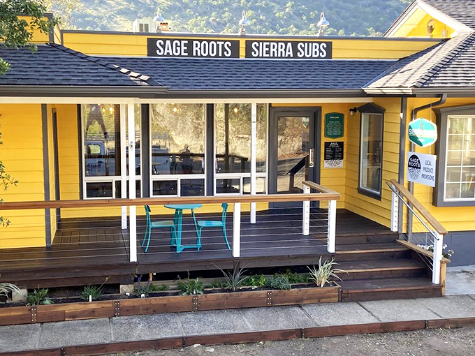 That sunny yellow building practically glows with the promise of mountain-fresh sandwich goodness ahead.