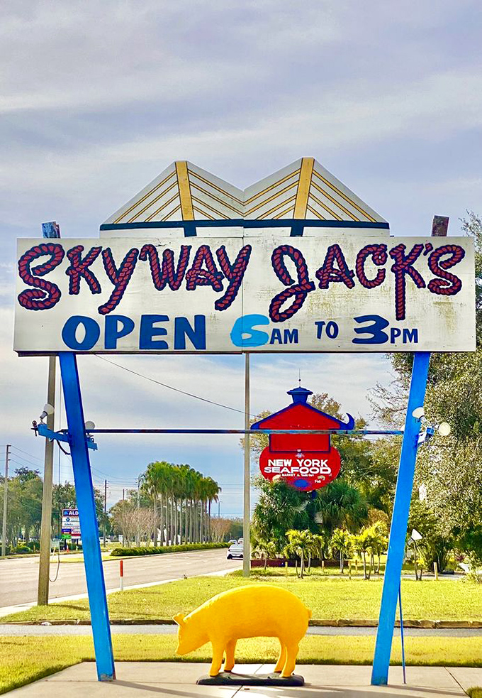 That golden pig statue isn't just decoration - it's a delicious promise of the barbecue magic waiting inside.