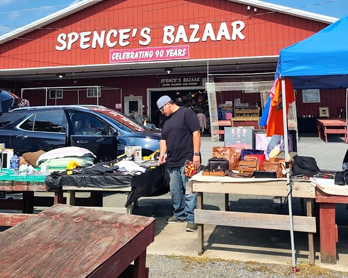 Spence's red barn exterior promises old-fashioned bargain hunting with a side of community charm inside.