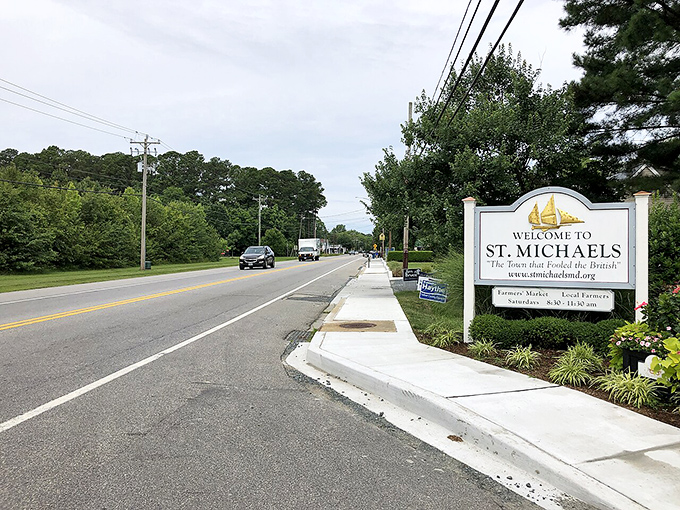 "The Town that Fooled the British" welcomes you to St. Michaels, where even the road signs have stories to tell.