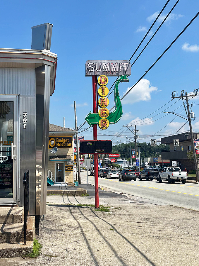 That green arrow sign at Summit Diner doesn't just point to food&mdash;it points to a Pennsylvania institution where chrome still shines and coffee never stops flowing.