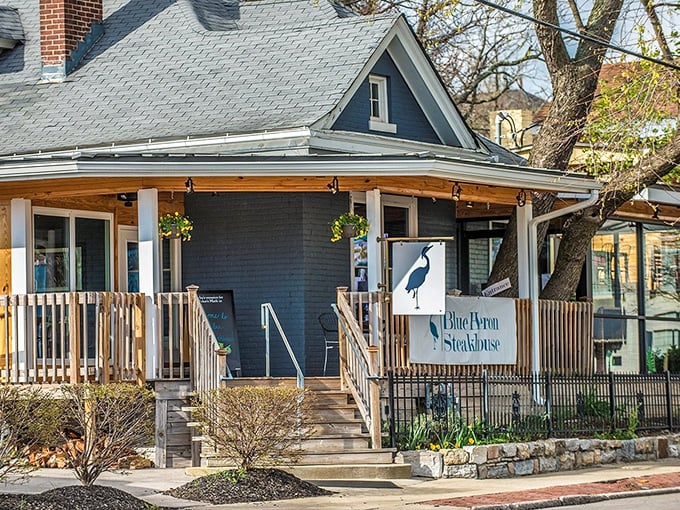 Cozy cottage vibes hide serious steak skills behind this charming residential-style restaurant facade.