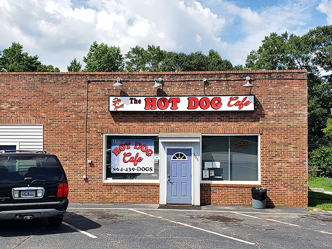 The Hot Dog Cafe's brick exterior hides a world of steamy, dreamy dogs inside. Sometimes the best treasures come in unassuming packages.