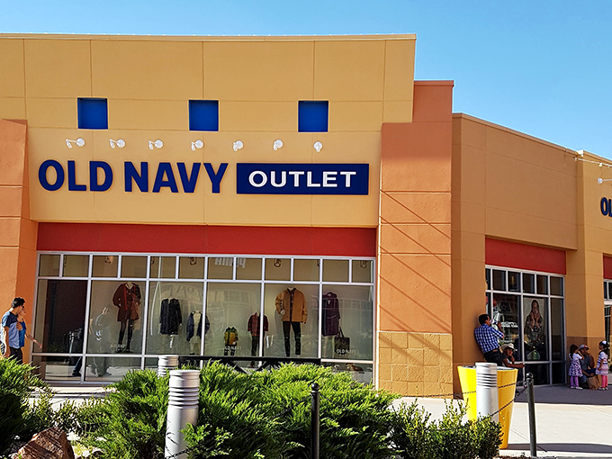Old Navy's cheerful orange facade practically shouts "come find your perfect fit" to every passing bargain hunter.