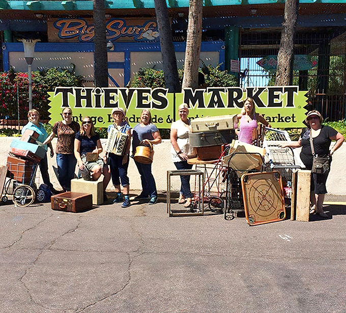 Thieves Market: where vintage enthusiasts gather with their finds, proving one person's castoff is another's centerpiece.