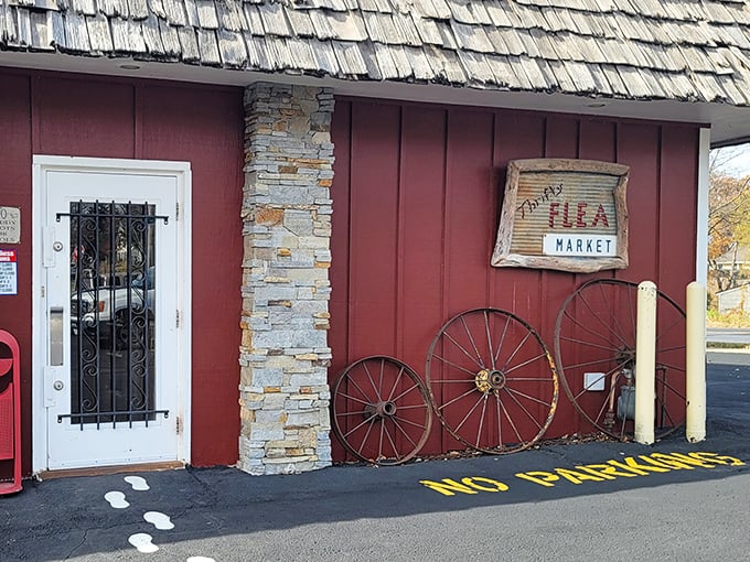 The rustic charm of this building whispers stories of countless treasures discovered by lucky shoppers.