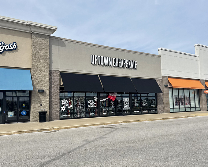 Uptown Cheapskate brings boutique vibes to the secondhand scene. Those black awnings practically whisper, "Yes, you're still thrifting!"