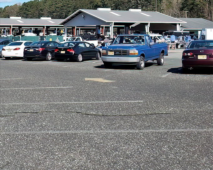 The parking lot at Vineland transforms into a community gathering spot on market days. Cars and pickups become temporary storefronts for weekend entrepreneurs.