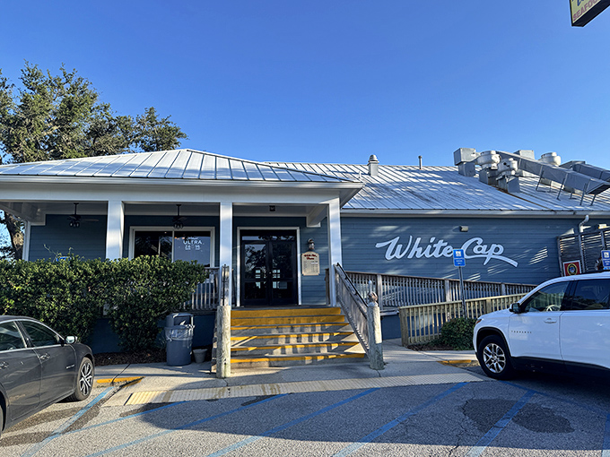 White Cap's clean lines and coastal charm make it look like the kind of place where good seafood decisions happen daily.