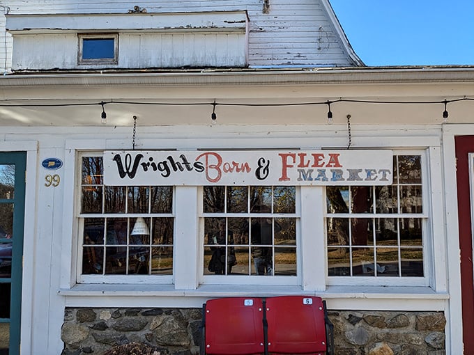 This charming white barn proves that the best antiques come wrapped in authentic New England character.