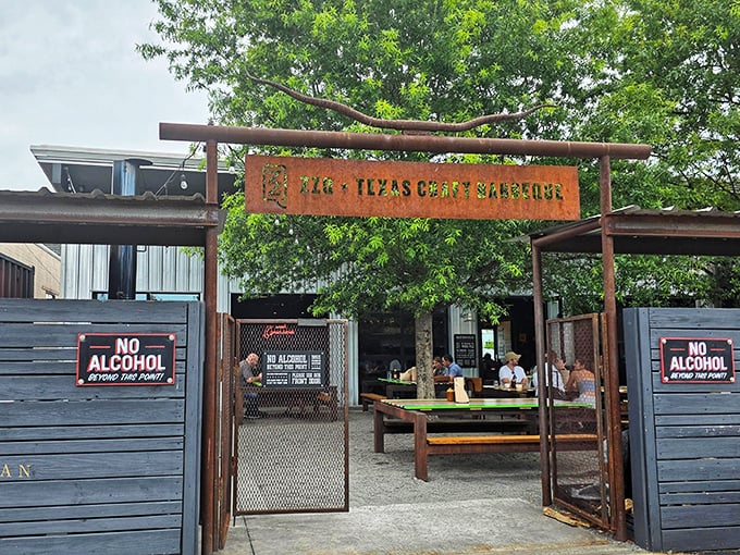 Industrial chic meets backyard barbecue - because great brisket doesn't need fancy dining rooms, just passion.