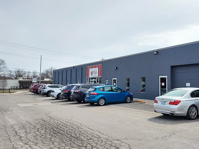 The full parking lot tells the real story - smart shoppers know quality thrift finds when they see them.