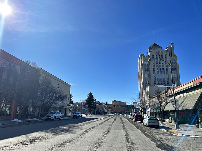 The Liberty Theatre marquee lights up Baker City's downtown, promising entertainment without big-city ticket prices.