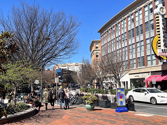 Wide sidewalks and thoughtful planning make this the kind of downtown where walking is pure pleasure, not a chore.