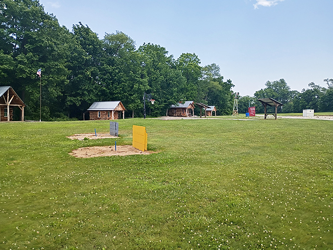 Field of dreams, Bloomingdale-edition! These rustic cabins whisper promises of horseshoe tournaments and potluck picnics that would make Norman Rockwell reach for his paintbrush.