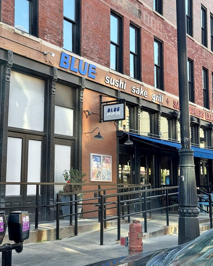 Those big windows let passersby peek at the sushi magic happening inside. 