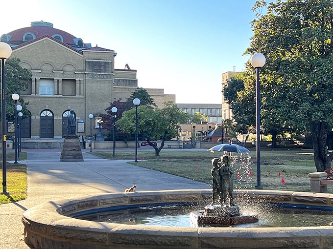 The heart of Carbondale reveals its small-town soul through weathered brick facades and colorful storefronts bathed in Midwest sunshine.
