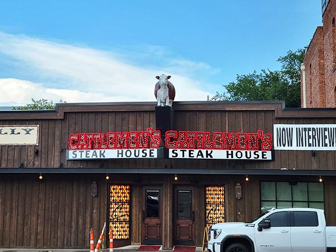 When your restaurant mascot is literally watching over the historic Stockyards, you know you're in cowboy heaven.