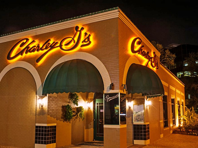 When a steakhouse glows like this at night, it's practically begging you to pull up a chair.