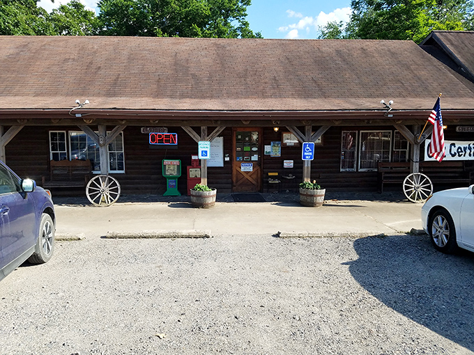 The kind of place where "OPEN" signs and American flags promise honest food without pretense. Steak doesn't need fancy packaging.