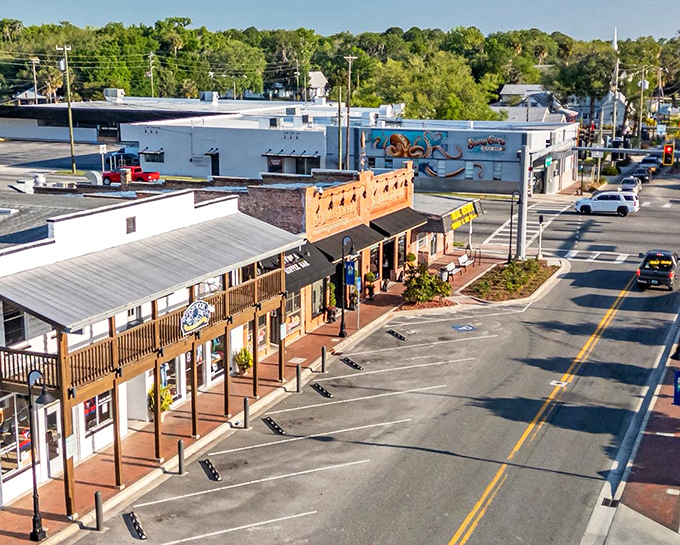 Main Street charm meets Old Florida, where buildings wear their history like comfortable shoes.